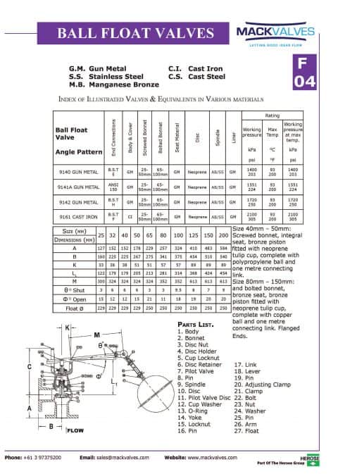 Ball Float Valves - Mack Valves