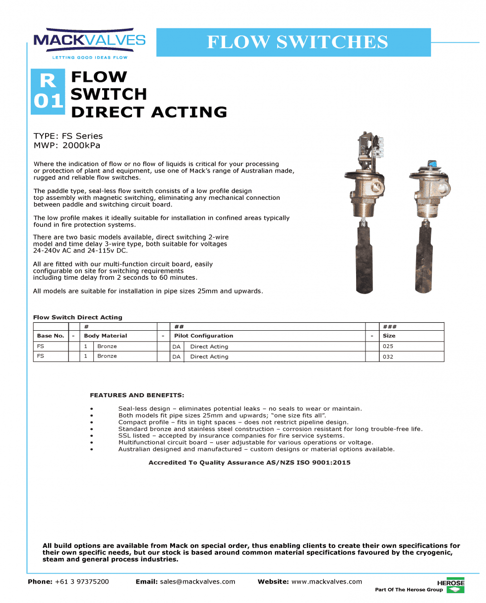 Flow Switches - Mack Valves
