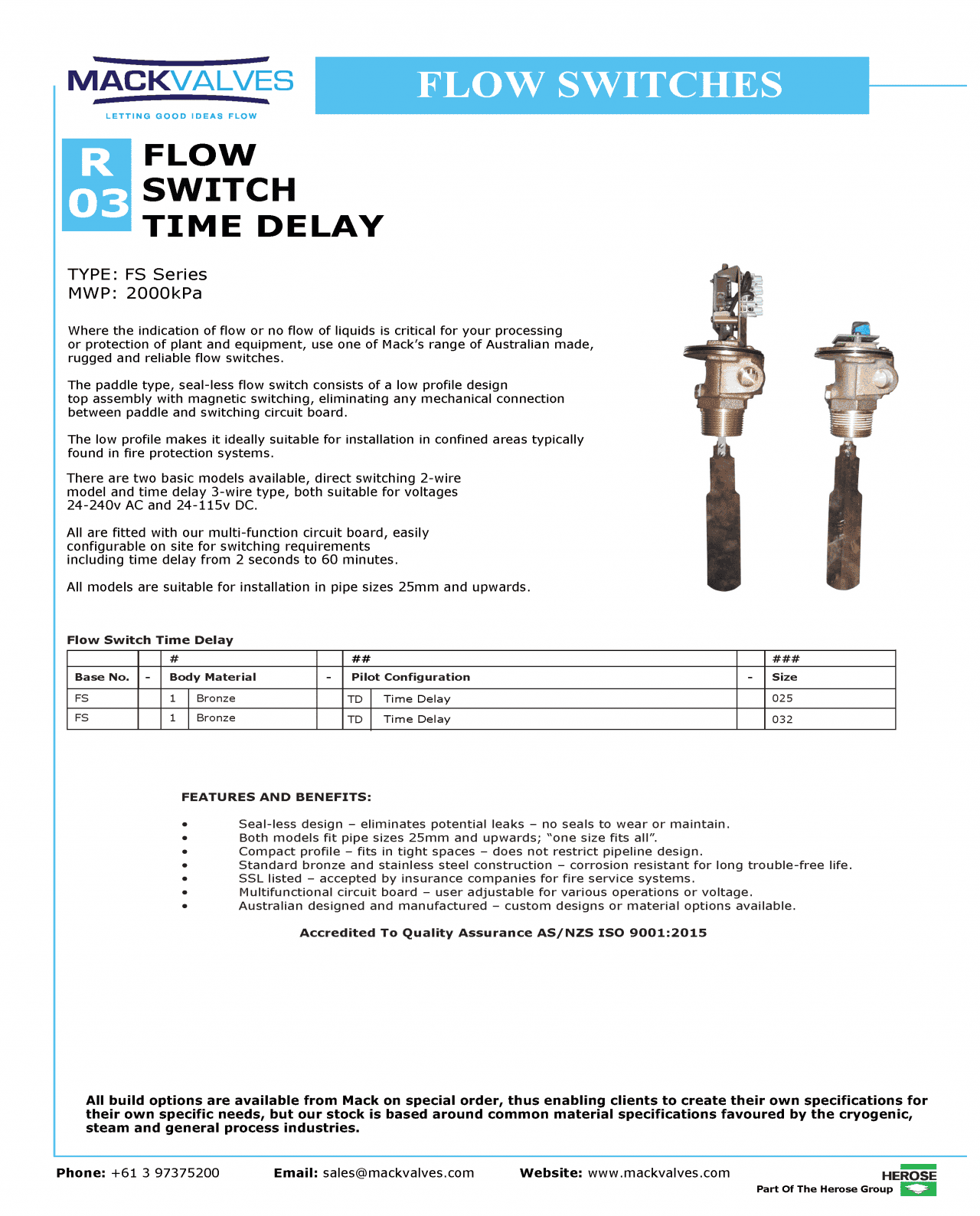 Flow Switches - Mack Valves